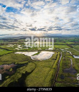 Panorama over Wetlands and Marshes in RSPB Exminster and Powderham ...
