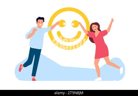 Smile face emoji with positive thinking phrase. Positive quotes ...