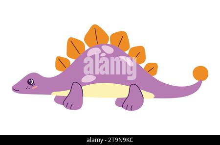 Cute purple stegosaurus cartoon vector for coloring Stock Vector Image ...