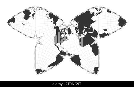 Vector world map. Steve Waterman's butterfly projection. Plain world ...