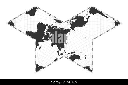 Vector world map. Collignon butterfly projection. Plain world ...