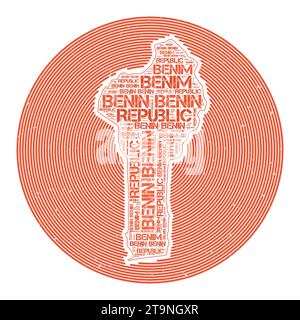 Benin Word Cloud. Country shape with region division. Benin typography ...