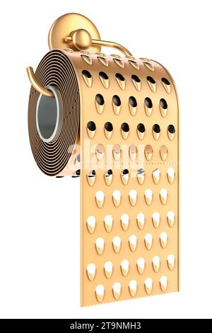 Toilet paper as grater on the toilet paper holder, 3D rendering ...