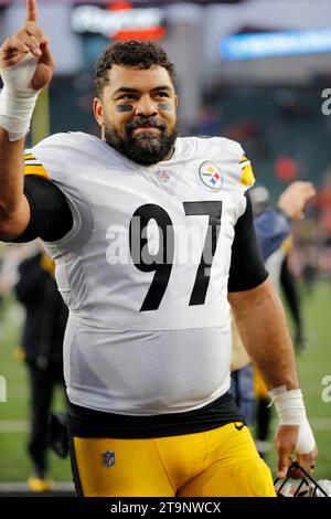 Pittsburgh Steelers defensive tackle Cameron Heyward (97) deflects a ...