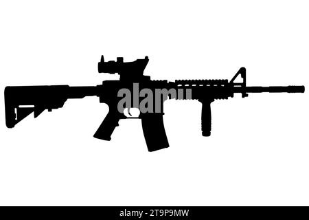 M4 Carbine with optic sight and foregrip black silhouette Stock Photo ...