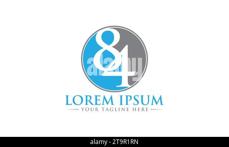 84 8 4 Number Logo Design with a Creative Cut and Black Circle ...