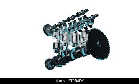 Close up detailed fully textured 3D render over white background of ...