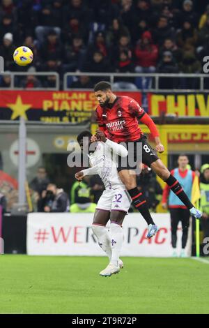 Milan, Italy. 25 November 2023. Theo Hernandez of AC Milan celebrates ...