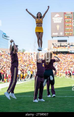 Arizona State Sun Devils cheer performs before an NCAA football game ...