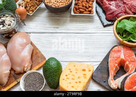 Assortment of healthy food. Natural sources of phosphorus P . Products ...