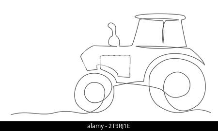 Tractor One line drawing on white background Stock Vector Image & Art ...