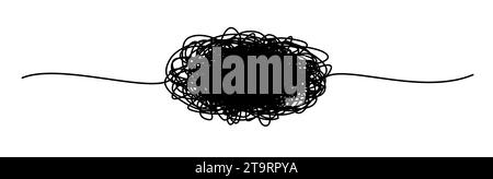 Tangled banner with scribbled oval hand drawn with thin line, divider ...