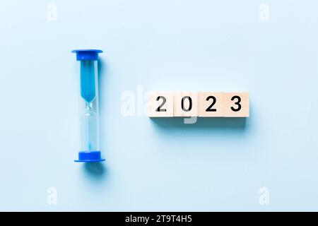 New Year 2023 sand timer. Resolution, time, plan, goal, motivation ...