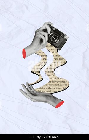 A geometric vertical illustration with images isolated on the white ...