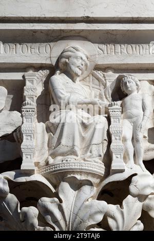 Earth: God forming Adam and Eve - Planets and Zodiac - Corner pillar ...