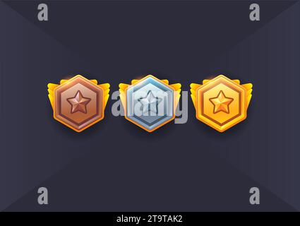 Rank badges. Level up icons, ranking awards Stock Vector Image & Art ...