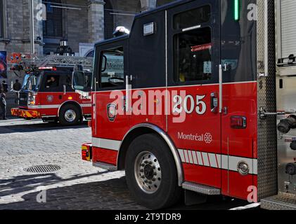Fire trucks from the Montreal fire department are pictured at a call in ...