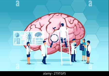 Study of human brain concept. Scientist studying brain, scientific ...