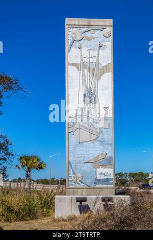 A bas-relief sign showing shrimp boats, created by Mississippi artist ...