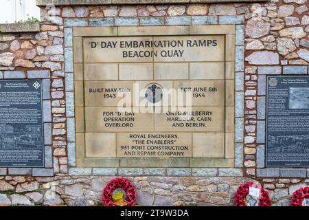 D Day Embarkation Ramps memorial, Torquay Harbour Stock Photo - Alamy