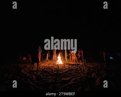 Madagascar, Tsiribihina river, tribes dance around the fire Stock Photo ...