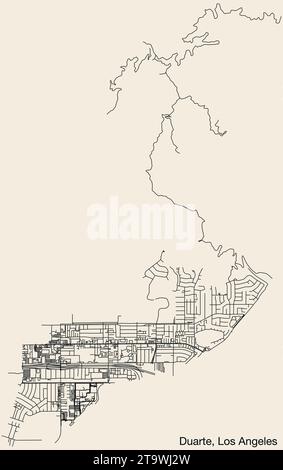 Street roads map of the CITY OF DUARTE, LOS ANGELES CITY COUNCIL Stock ...
