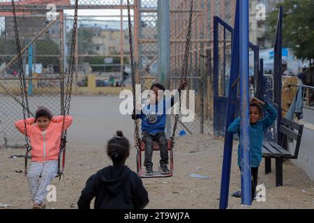 Gaza. 27th Nov, 2023. Children play at a playground in the southern ...
