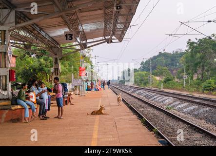Gokarna, India - February 21, 2023 - Morning in Gokarna, people walking ...