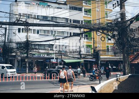 Electrical wires on intersection Stock Photo - Alamy