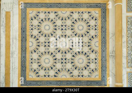 Arabic style, granite and marble floor mosaic with star and floral ...