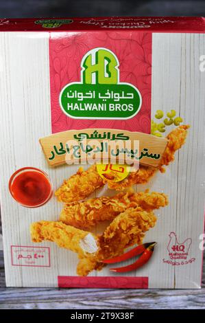 Cairo, Egypt, November 1 2023: Halwani Bros Crunchy spicy chicken ...
