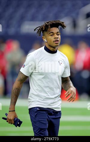 Houston Texans wide receiver Tank Dell (3) looks on during an NFL ...