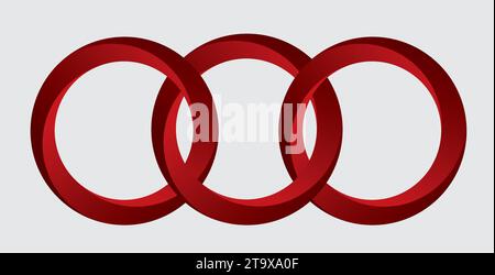 Three intertwined rings, circles, red, blue and green. Isolated. Vector ...