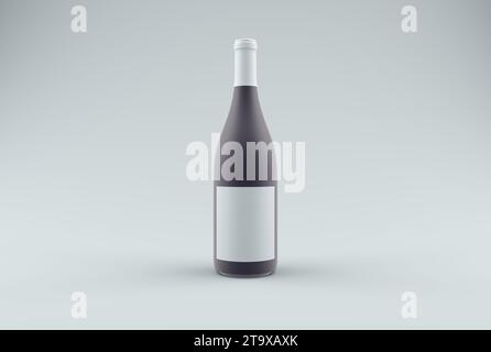 Unlabeled wine bottles on gray background. 3d render Stock Photo - Alamy