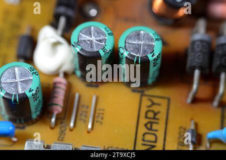 Cairo, Egypt, October 30 2023: interior of LED TV Television main board ...