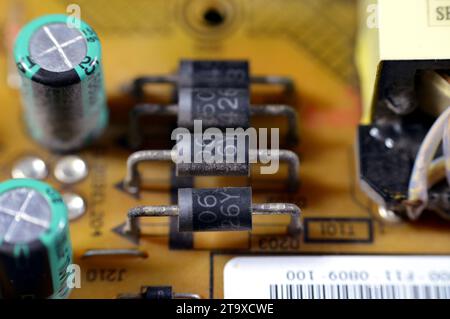 interior of LED TV Television main board power circuit, wires ...