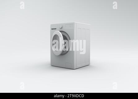 New modern Washing machine perspective view 3D render on blue Stock ...