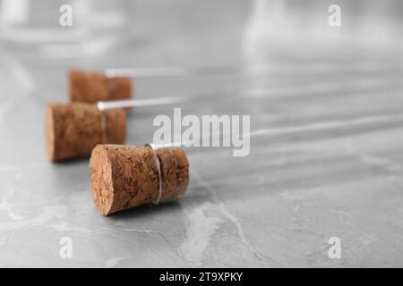Test tubes on grey marble table, closeup. Laboratory glassware Stock ...