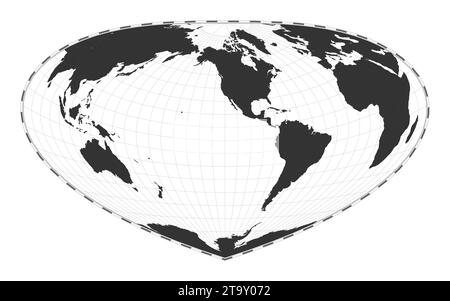 Vector world map. Bottomley projection. Plain world geographical map ...