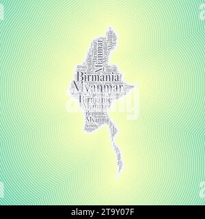 Myanmar shape on gradient background. Country map with scratch texture ...