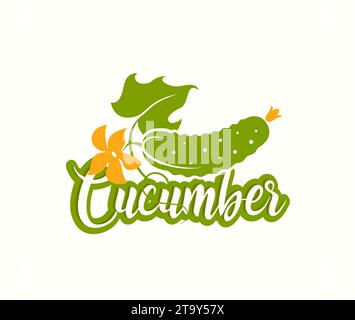 Cucumber Lettering symbol. Vegetable Typography vector illustration ...