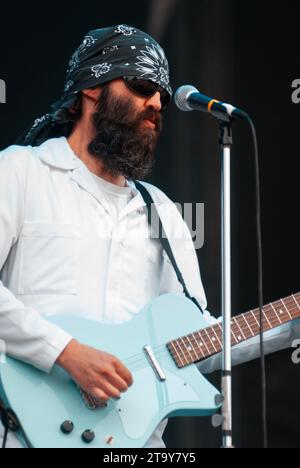 Mark Oliver Everett of Eels performing at the 2019 Green Man Festival ...