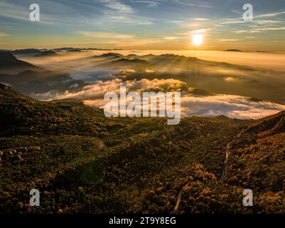 Aerial view of the Alt Llobregat valley. In the background, the Ensija ...