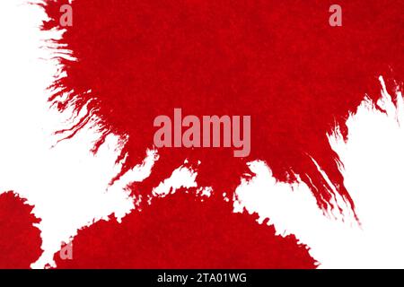 abstract red blood ink watercolor splatter splash on white background ...
