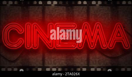 3D rendering flickering blinking red neon sign on dark brick background ...