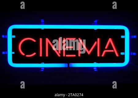 3D rendering flickering blinking red neon sign on dark brick background ...