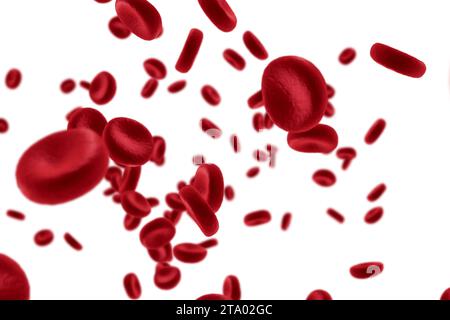 3D rendering red blood cells in an artery, flow inside body, medical ...