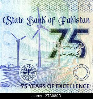Commemorative Pakistani 75 Rupees Banknote Feathering Fatima Jinnah ...