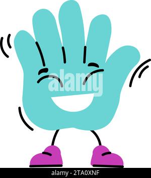 Positive and smiling hand character, isolated emoticon, or stickers for ...