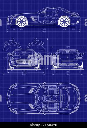 Mercedes AMG SLS GT Final Edition 2014 Car Blueprint Stock Photo - Alamy